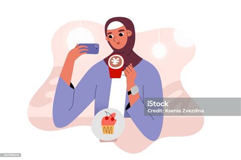 카페에서 커피 머그잔으로 셀카를 찍고 디저트와 함께 커피 숍 테이블에 앉아 여성 블로거 사진 벡터 일러스트레이션 만화 캐릭터 귀여운에 대한 스톡 벡터 아트 및 기타 이미지