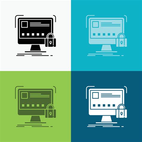 Protect Protection Lock Safety Secure Icon Over Various Background Glyph Style Design