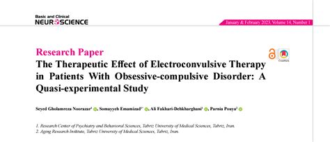 Ect For Ocd Case Series From Iran