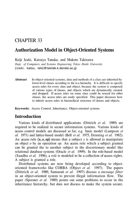 Pdf Authorization Model In Object Oriented Systems