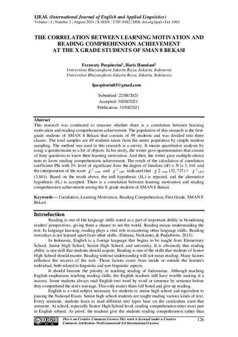 Pdf The Correlation Between Learning Motivation And Reading