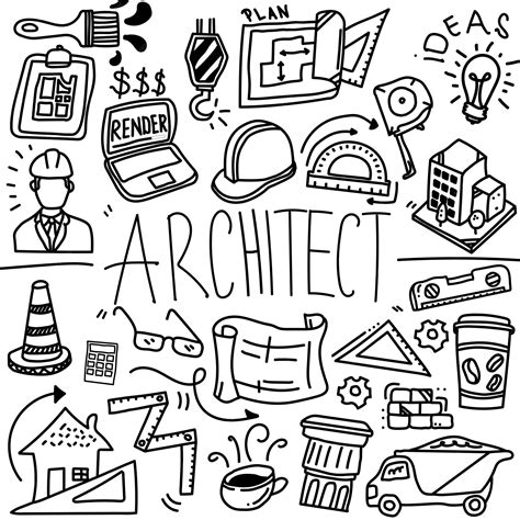 Premium Vector Architect Doodle Profession Line Icon Sketch Construction Doodle Icon Hand Made