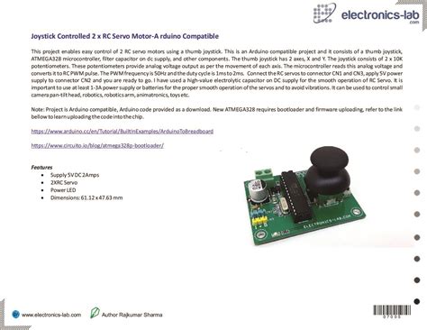 Joystick Controlled X RC Servo Motors Electronics Lab