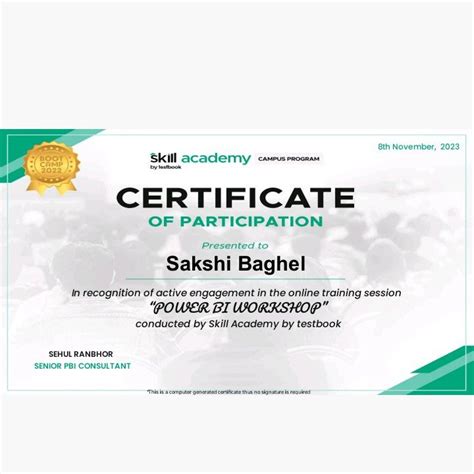 Sakshi Baghel On Linkedin Successfully Completed The Training Sessions Of Power Bi By Skills