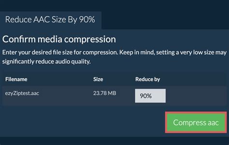 Reduce Aac By 90 Compress Aac By Percentage Ezyzip