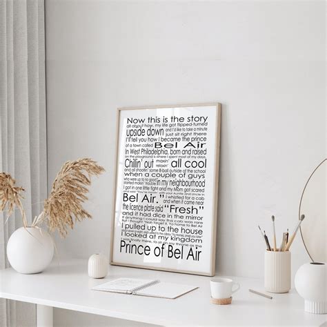 Fresh Prince Of Bel Air Lyrics Black And White Framed Print Etsy
