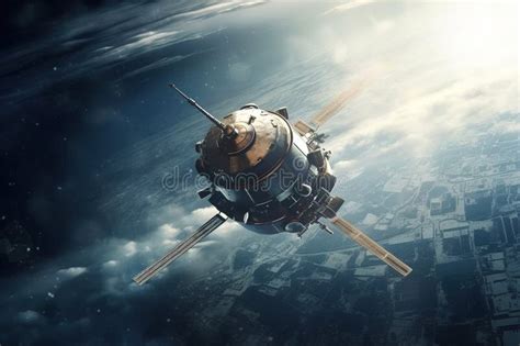 Space Satellite Orbiting The Earth Generative Ai Stock Illustration Illustration Of