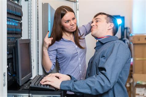 Photo Joke It Engineers With The Management Console Stock Image Image Of Backup Internet