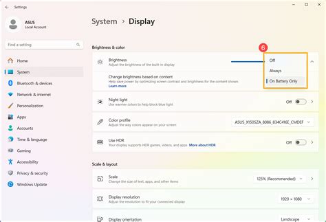 [windows 11] שינוי בהירות בהתבסס על תוכן תמיכה Rog מְדִינַת יִשְׂרָאֵל