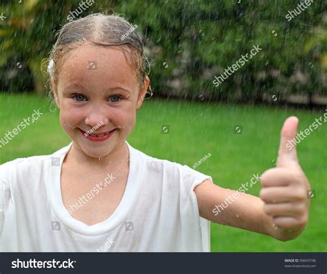 Alone Happy Girl In Rain