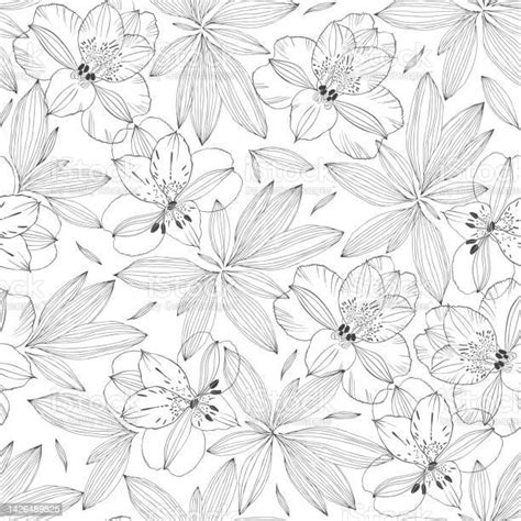 흰색에 꽃과 잎이있는 완벽한 벡터 패턴 꽃 추상적 인 배경 라인 아트 벽지 포장 직물 및 섬유에 적합합니다 0명에 대한 스톡 벡터 아트 및 기타 이미지 Istock