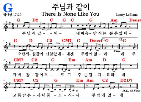 G 쉬운 코드 기타 악보 주 경외함으로 서리라 I Stand In Awe Of You Mark Altrogge 코드