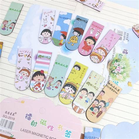 Cherry Maruko Magnetic Bookmark Girl Ins Japanese Style Simple Cartoon Cute Double Sided