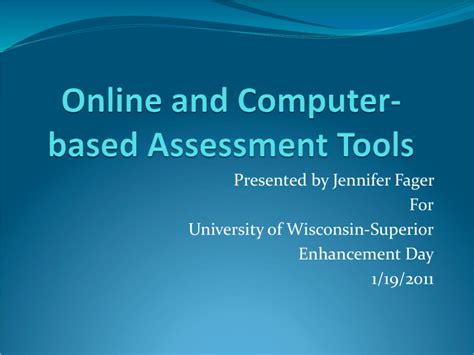 Online And Computer Based Assessment Tools