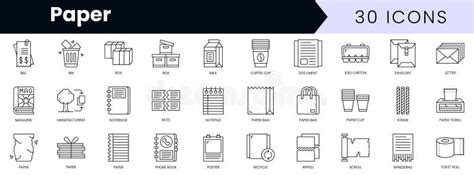 Set Of Outline Paper Icons Minimalist Thin Linear Web Icon Set Stock Vector Illustration Of