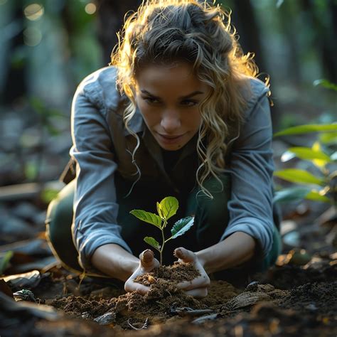 Planta Crescendo Em Terras Agrícolas Ou Florestas Com Luz Solar Durante