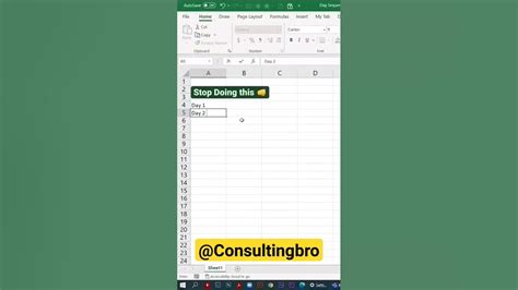 Excel Tips💡 👉💯 Inserting Sequence Consultingbro Exceltips