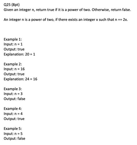 Solved Q25 8pt Given An Integer N Return True If It Is A