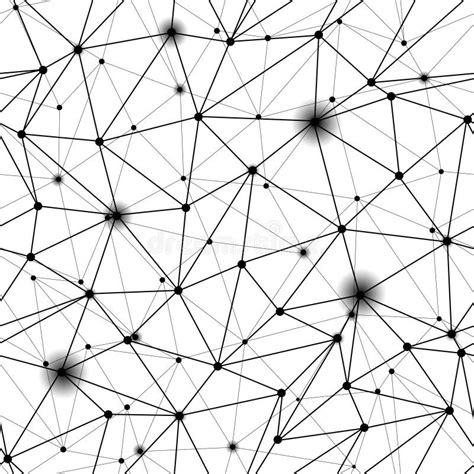 Black Polygonal Network Grid Seamless Pattern Triangle Lines And Circles Connected Structure