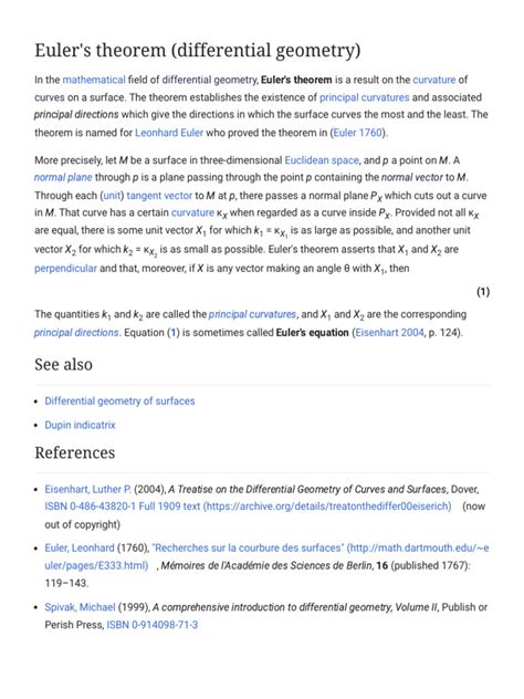 Eulers Theorem Differential Geometry Wikipedia Pdf