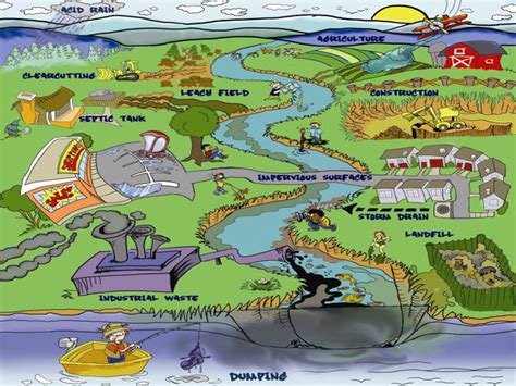 Sources Of Water Pollution Diagram Following The Numbers To