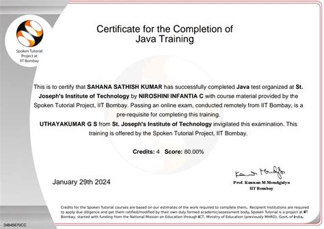 sahana sahana on linkedin certificate of completion of java training by the spoken tutorial