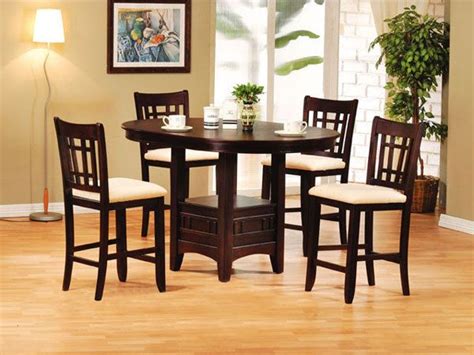 Dark Walnut Oval Bar Table Set Affordable Dining Room Sets Dining Room Sets Round Pub Table