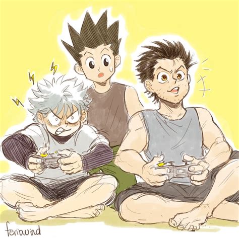 Killua And Ging Bonding Over Video Games Manga Anime Fanarts Anime