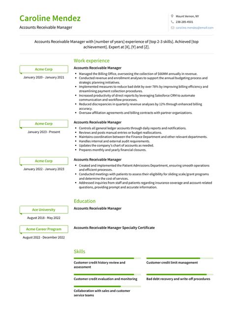 Accounts Receivable Specialist Resume