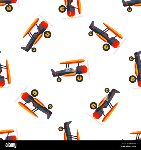 Seamless Pattern With Retro Airplane Celebrating Aviation History Stock