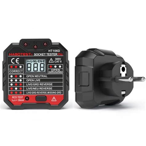 Ht106 소켓 테스터 전압 테스트 검출기 접지선 중성선 활선 누설 검사기 Eu 플러그