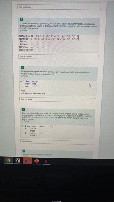 Solved Consider The Following Python Program That Aims To