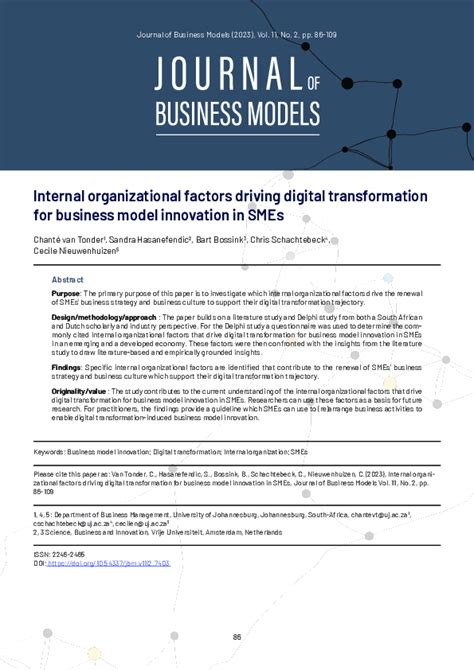 Pdf Internal Organizational Factors Driving Digital Transformation