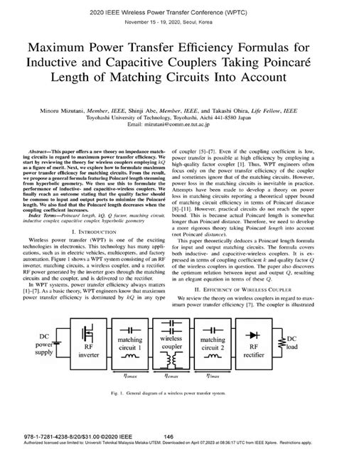 Maximum Power Transfer Efficiency Formulas For Inductive And Capacitive Couplers Taking Poincar