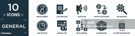 채워진 일반 아이콘 세트입니다 플랫 탄핵 카피라이팅 선동 암호화폐 교환 Hr 서비스 사진 추가 연회비 Hr 계획 3d 모델링