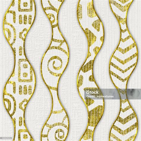 그런 지 배경 원활한 질감 패치 워크 패턴 금과 흰색 색상 3d 그림에 파도 패턴을 조각 0명에 대한 스톡 사진 및 기타 이미지 Istock