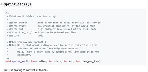 Solved B Sprintascii Ok Print Ascii Tables To A Char