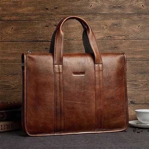 남자 고급 가죽 브리프케이스 남성 토트백 서류 가방 온채널