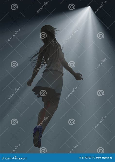 A Girl Floating In The Air With Her Legs Tied To A Tree Cartoon Vector
