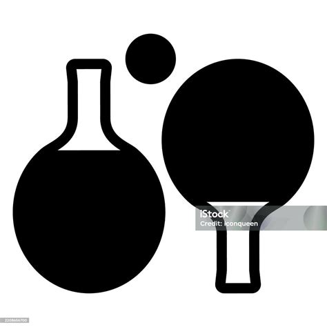 테니스 라켓 쌍 솔리드 아이콘 탁구 게임 컨셉 벡터 그래픽입니다 라켓과 공 기호는 흰색 배경 스타일 모바일 또는 디자인입니다 Championship에 대한 스톡 벡터 아트