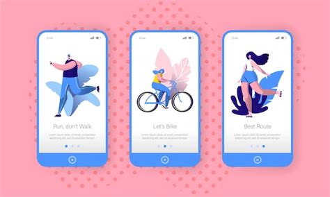 Premium Vector Active Urban Lifestyle Mobile App Onboard Screen Set