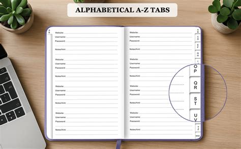 Password Book With Alphabetical Tabs Hardcover Internet