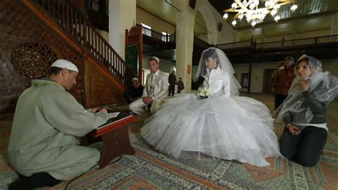 Islamic Wedding Ceremony In Mosque Nikah Groom Signed Marriage