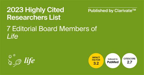 Editorial Board Members From Life Featured In The 2023 Highly Cited Researchers List Published