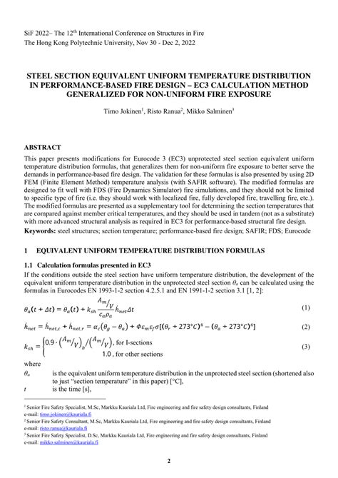 pdf steel section equivalent uniform temperature distribution in