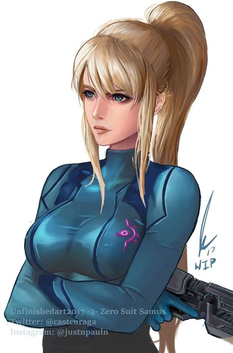Unfinishedart2017 Zero Suit Samus Metroid By Castcuraga Аран