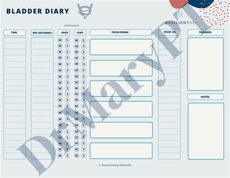 bladder tracker diary digital download etsy