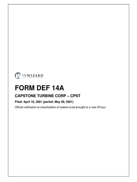 Form Def 14a Capstone Turbine Corp Cpst Library Corporate Ir Fill Out And Sign Printable Pdf