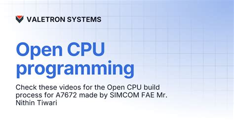 Open Cpu Programming Valetron Systems