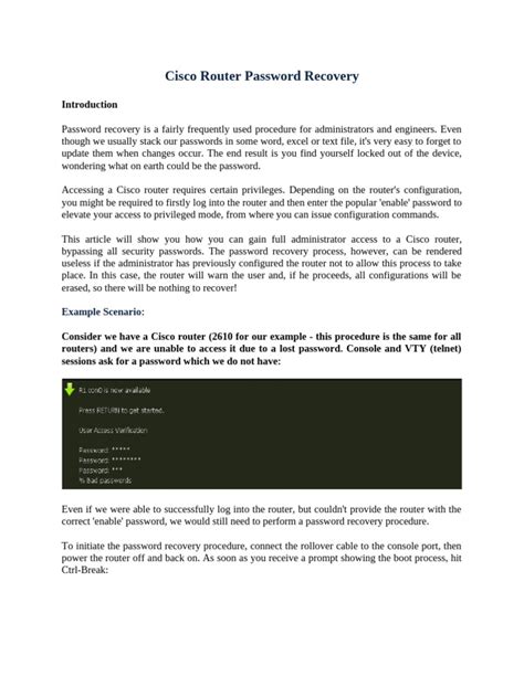Cisco Router Password Recovery Pdf Password Booting